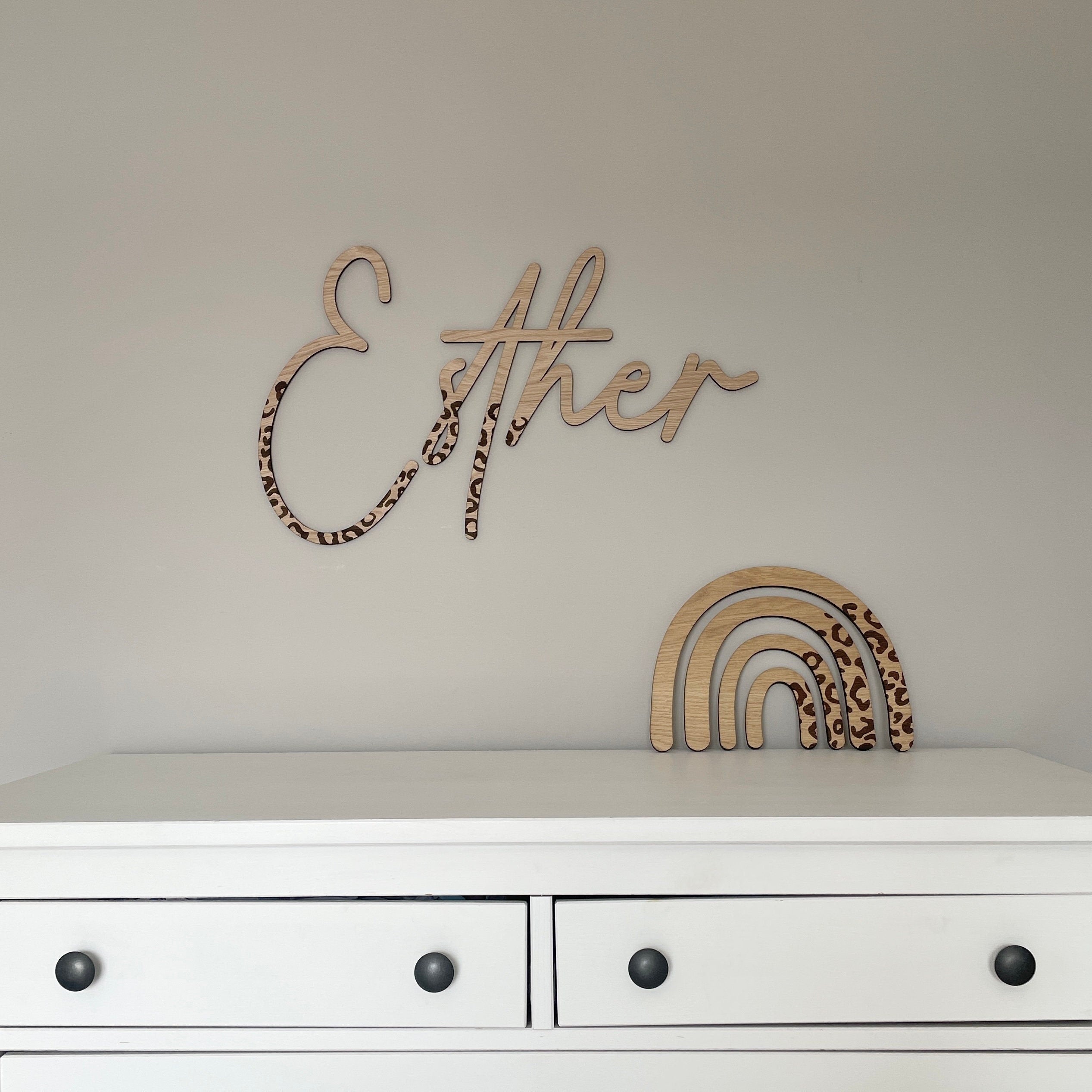 Leopard Print Name Sign, Childrens Room Wall Art, Above Bed Wall Decor ...